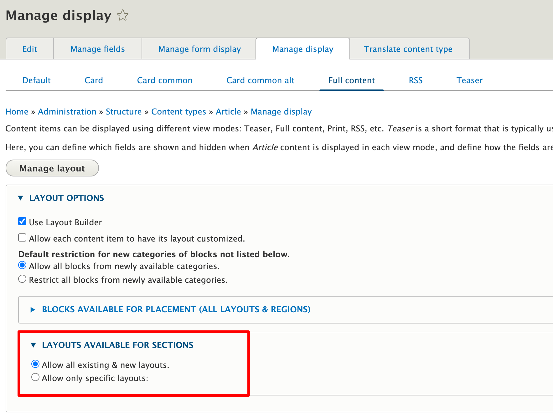 Layout Builder Restrictions | Fox Valley Drupal